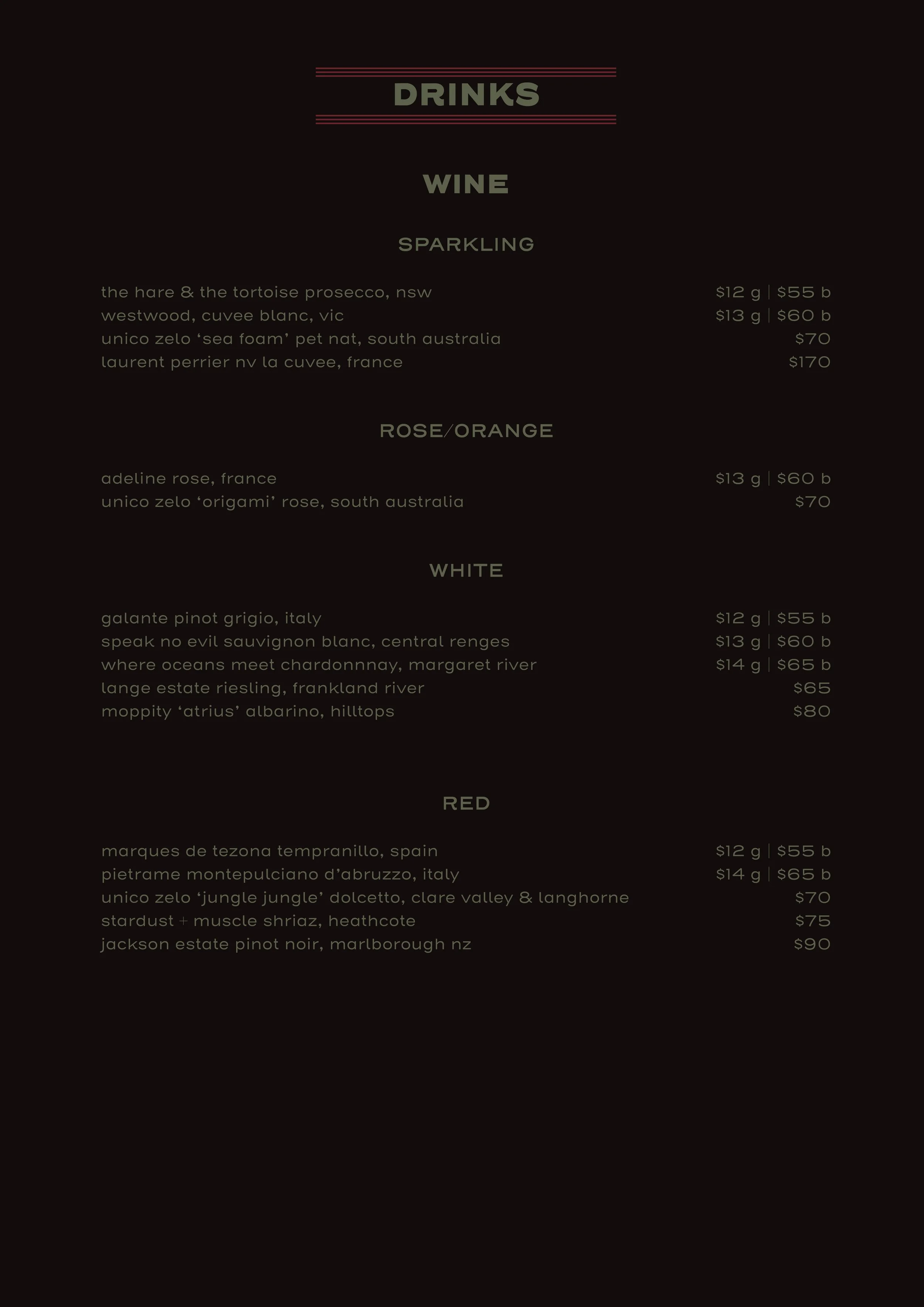 Drinks | Murmur Piano Bar | Melbourne