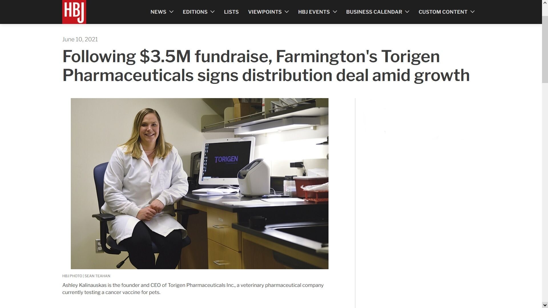 Recent Company Updates — Torigen Pharmaceuticals