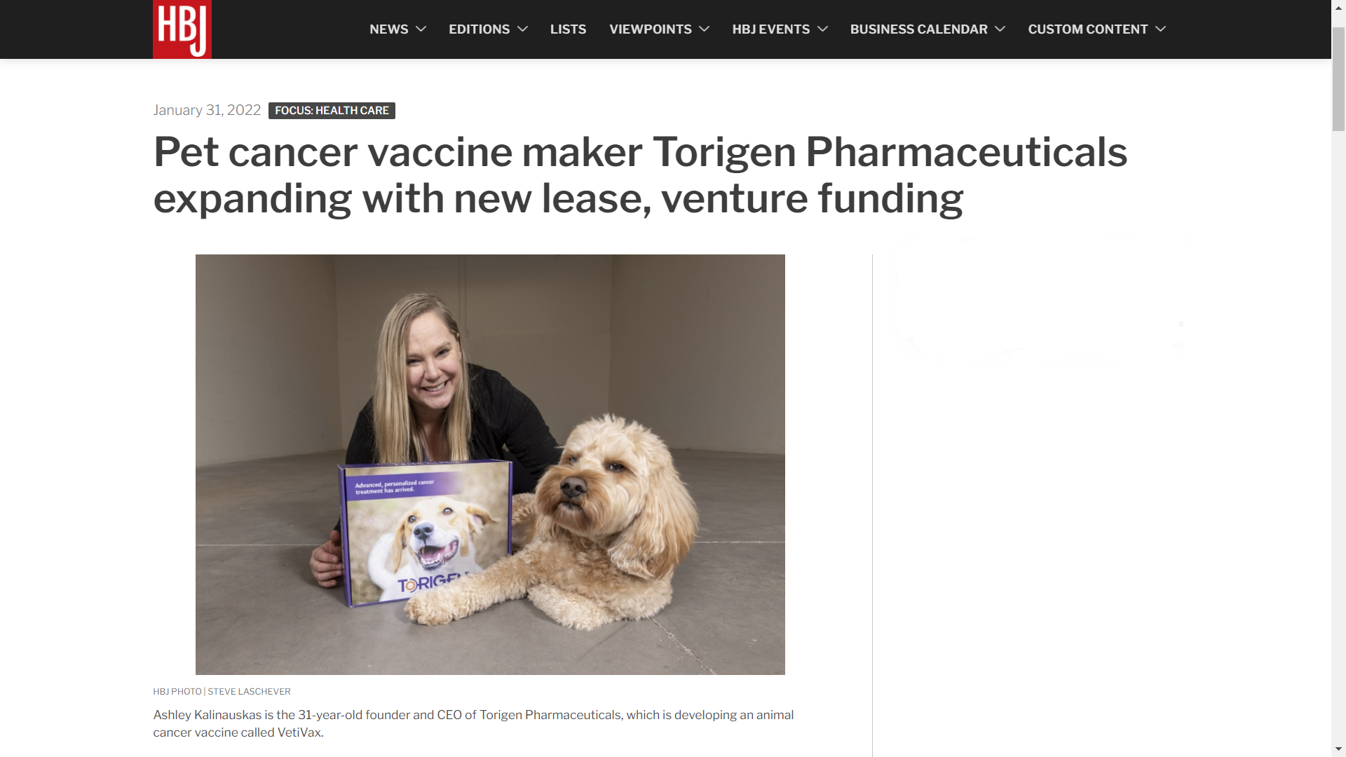 Recent Company Updates — Torigen Pharmaceuticals