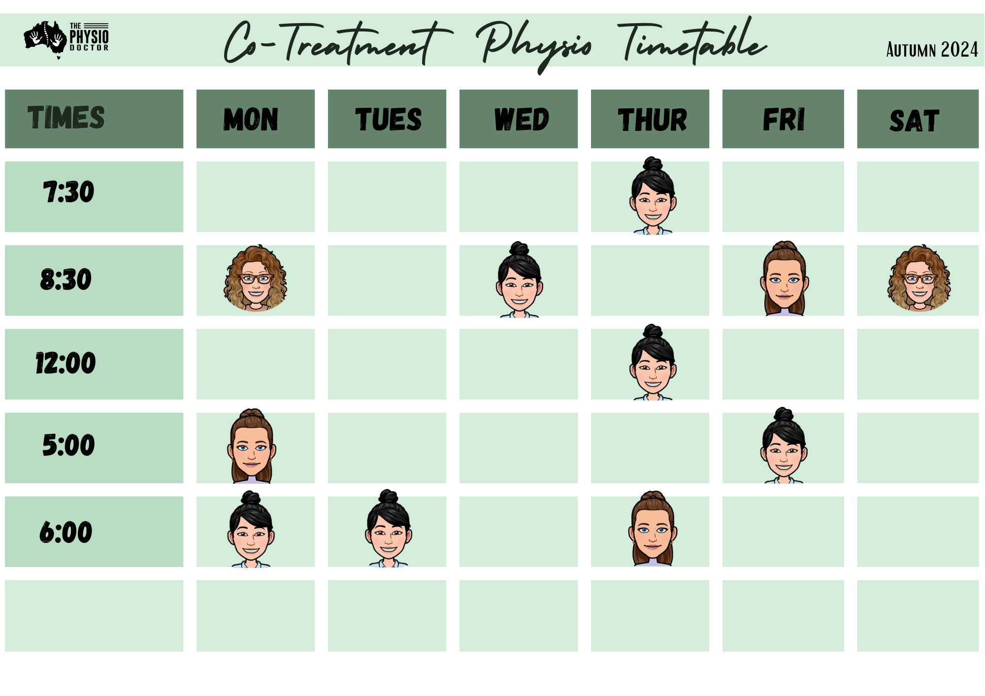 Co-Treatment Timetable — The Physio Doctor