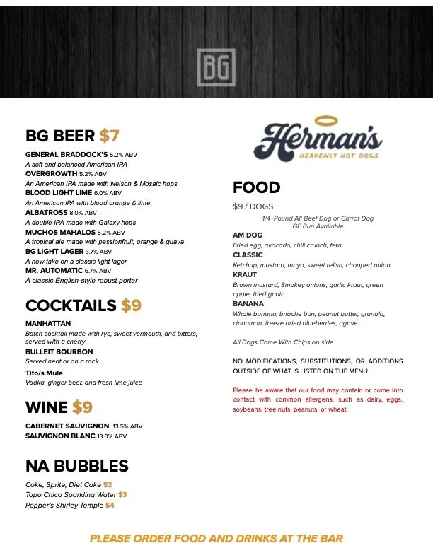 Menu - Herman's — barebones productions