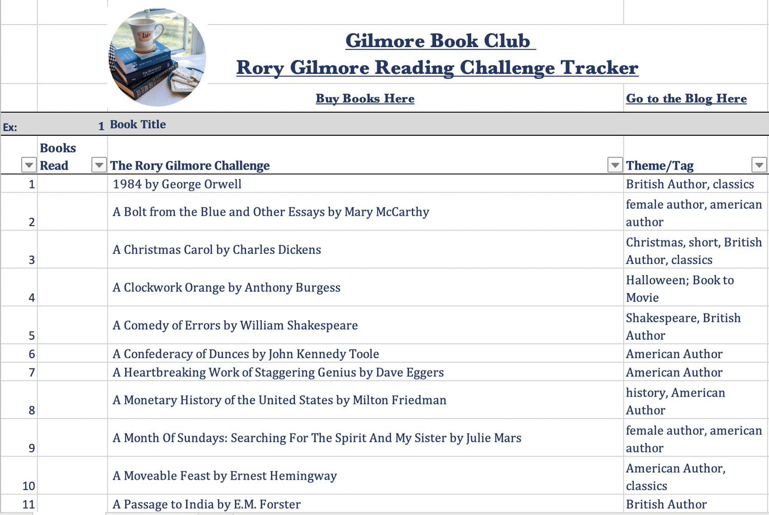 Rory Gilmore Reading Challenge Book List by Character PDF, gilmore ...