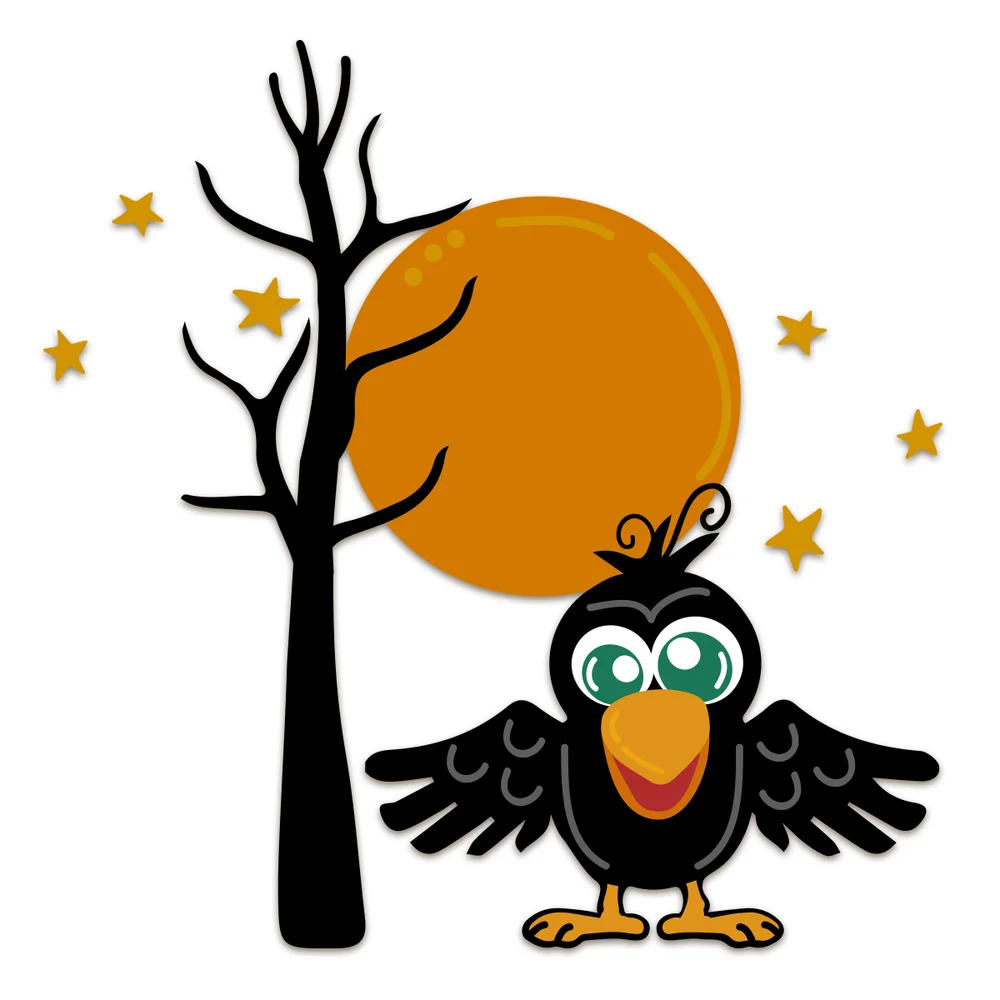 Clipart Of Crow And Moon