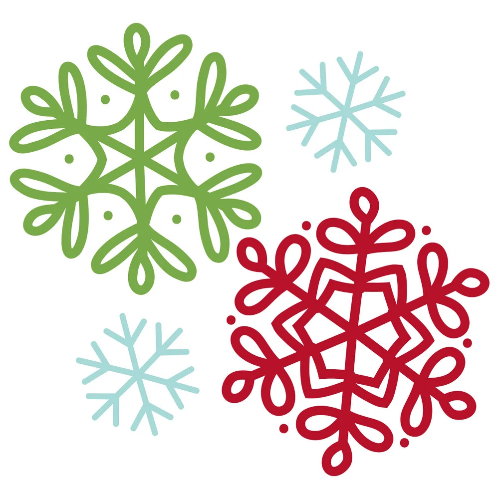 Red And Green Snowflake Clipart