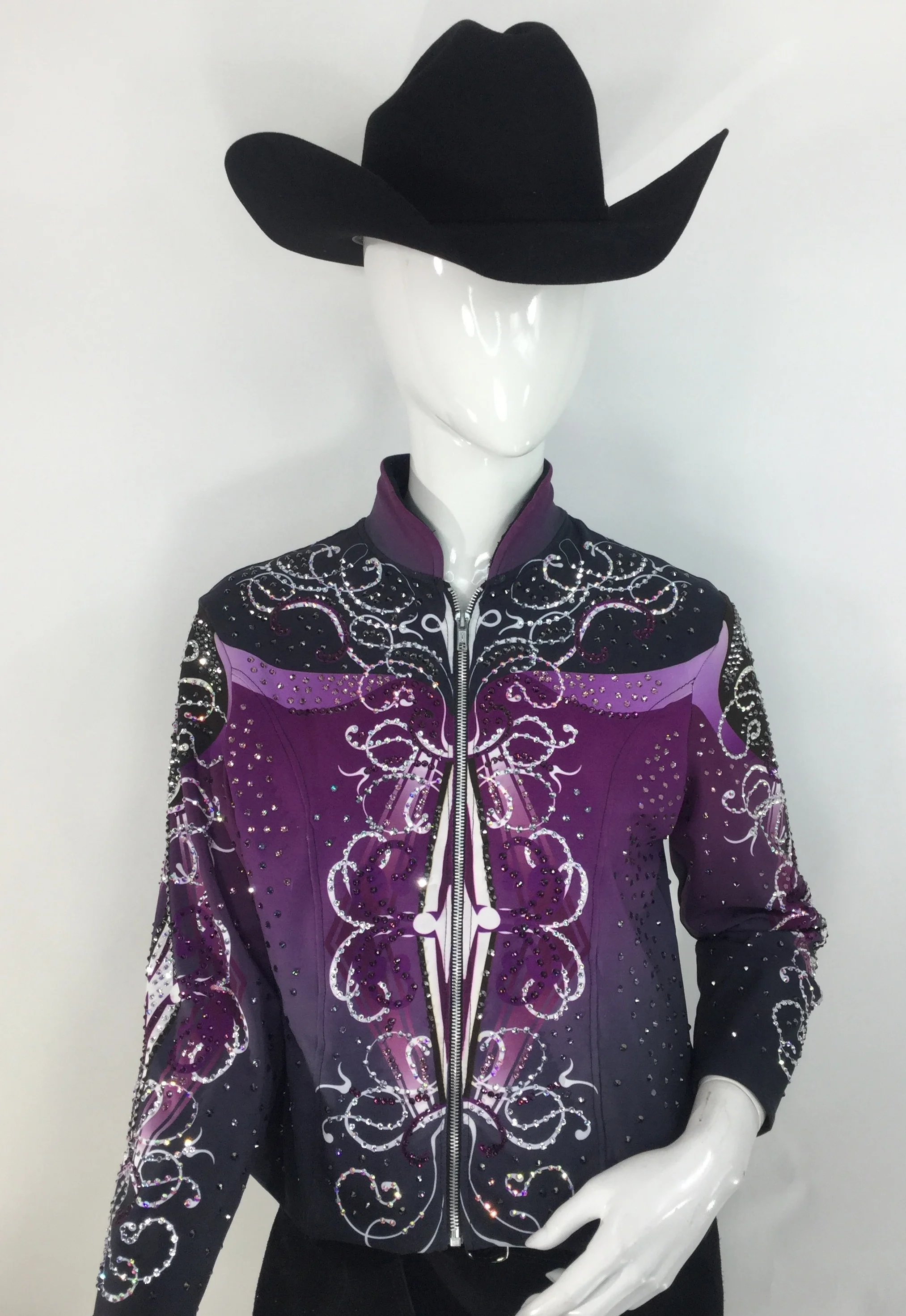 NEW Girls XL Womens XS Purple and White on Black Sublimation Print ...