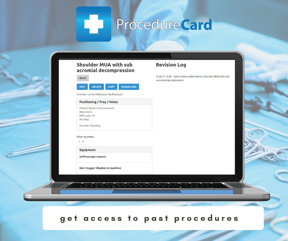 Procedure Card - The Surgical Preference Card App The Preferred ...