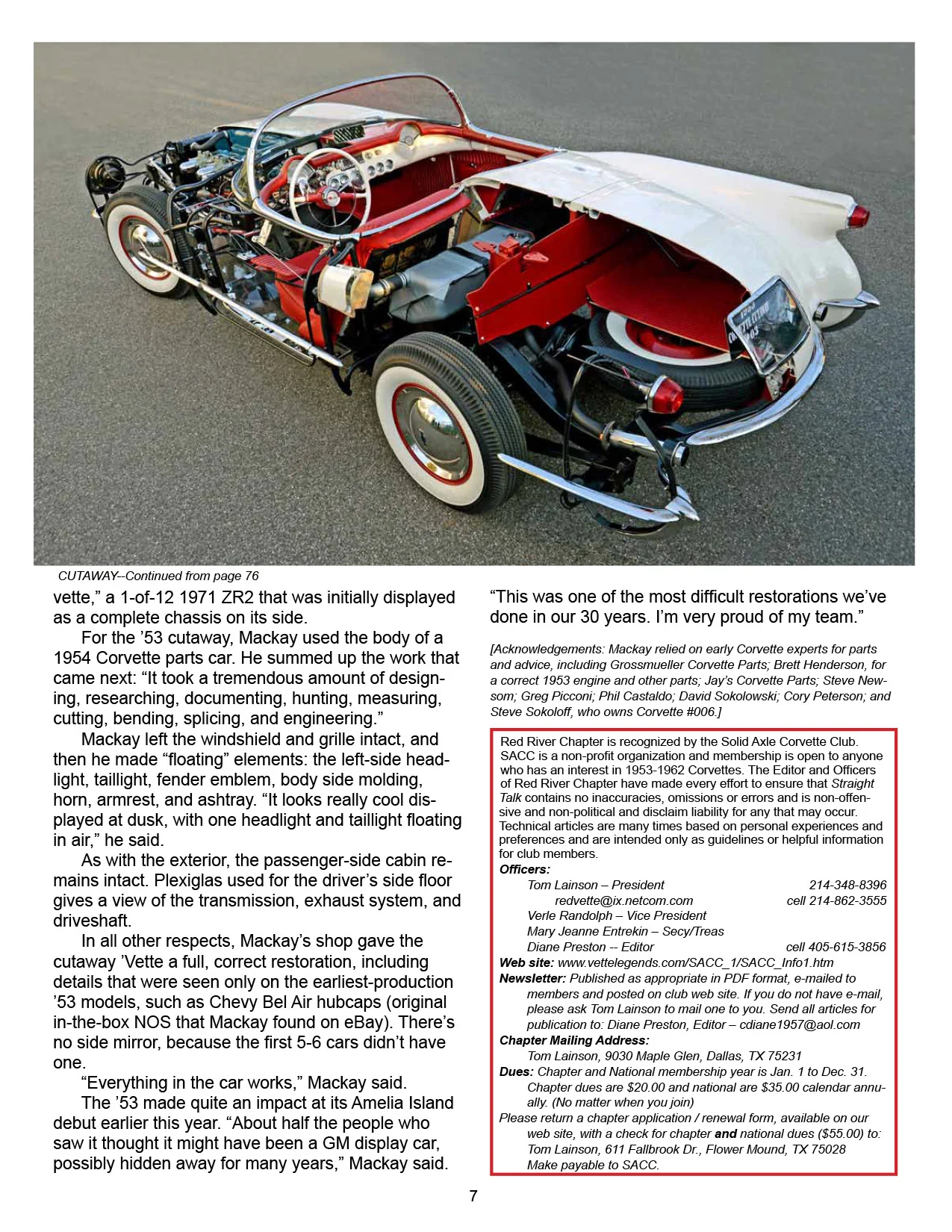 Straight Talk-Red River Chapter: The "Cutaway" Corvette — Corvette ...