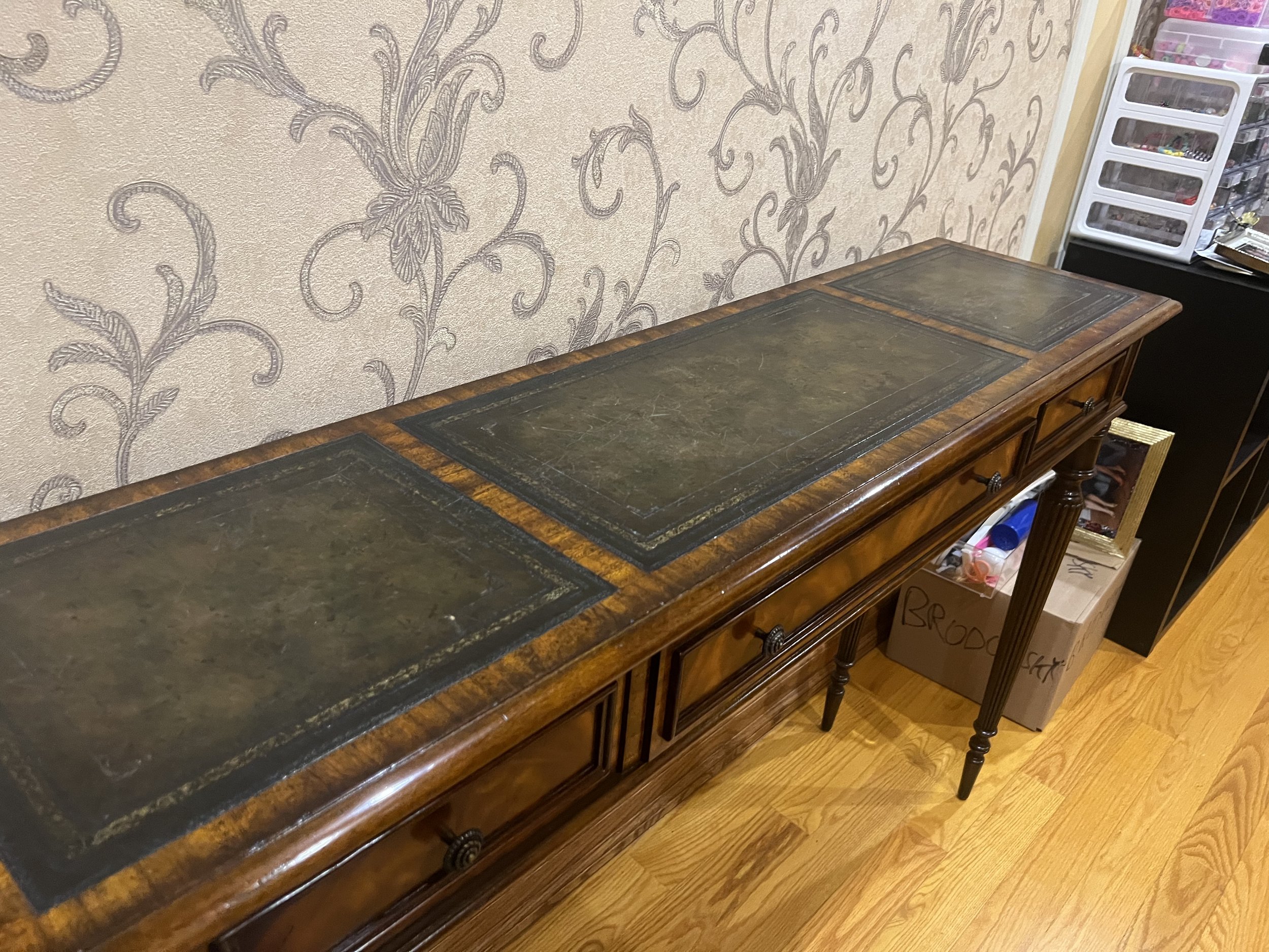 Narrow Walnut Console Table With Drawers And Skinny Legs — Furniture ...