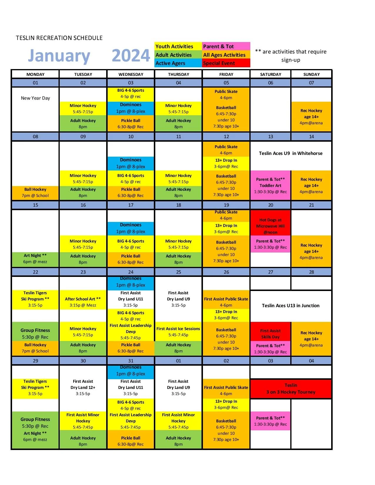 Program and Schedule — Village Of Teslin