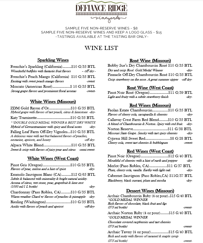 Wine — Defiance Ridge Vineyards