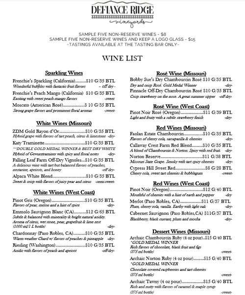 Wine — Defiance Ridge Vineyards