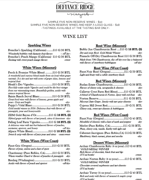 Wine — Defiance Ridge Vineyards
