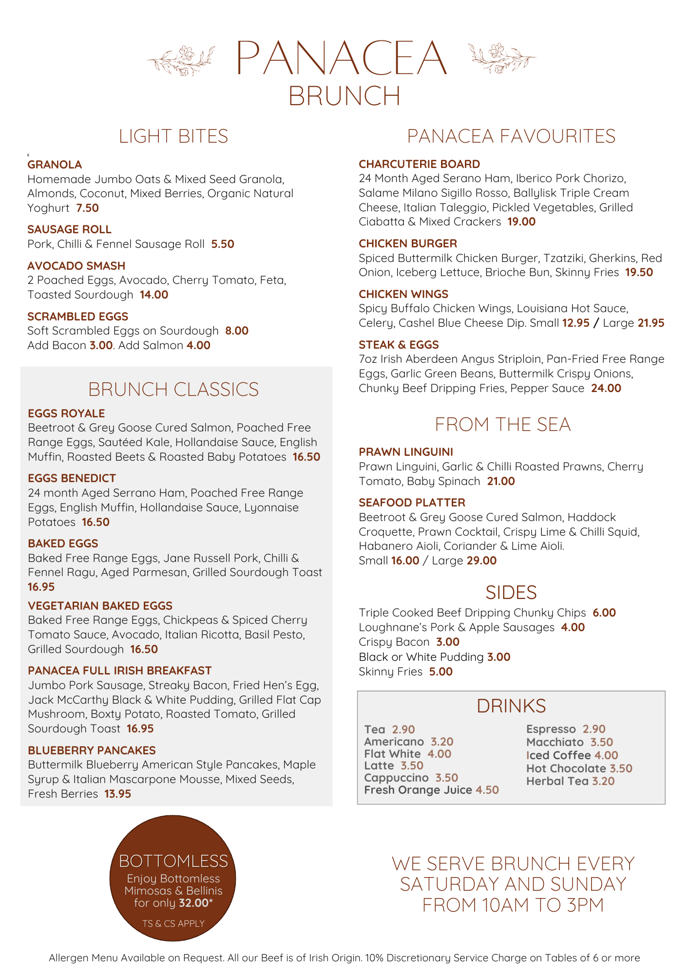 PANACEA WEEKEND BRUNCH MENU — Sandyford House | Bar & Restaurant ...