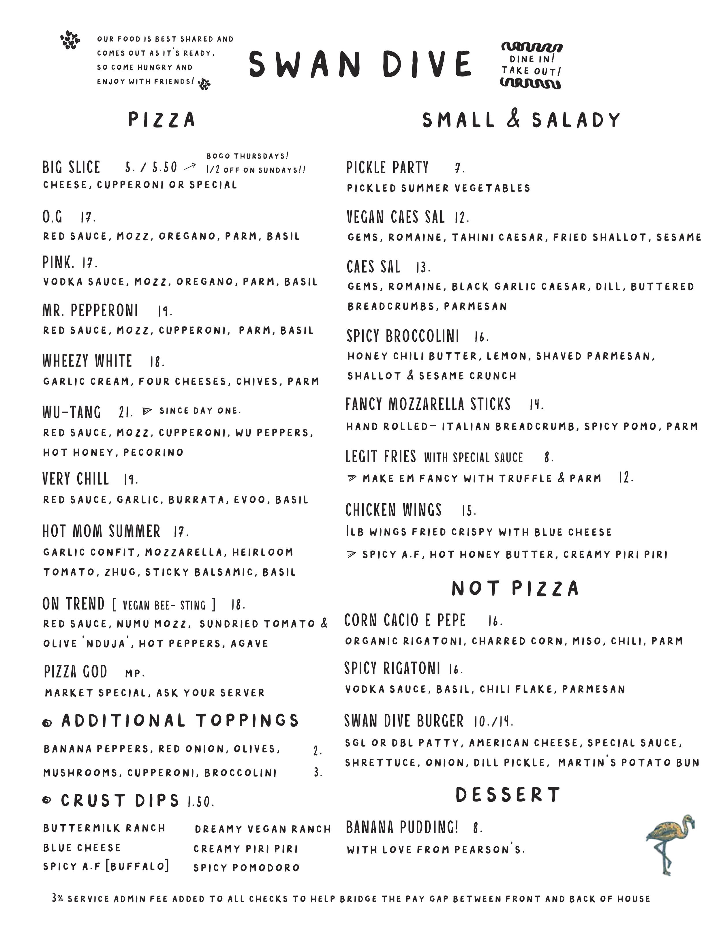 Menus — SWAN DIVE