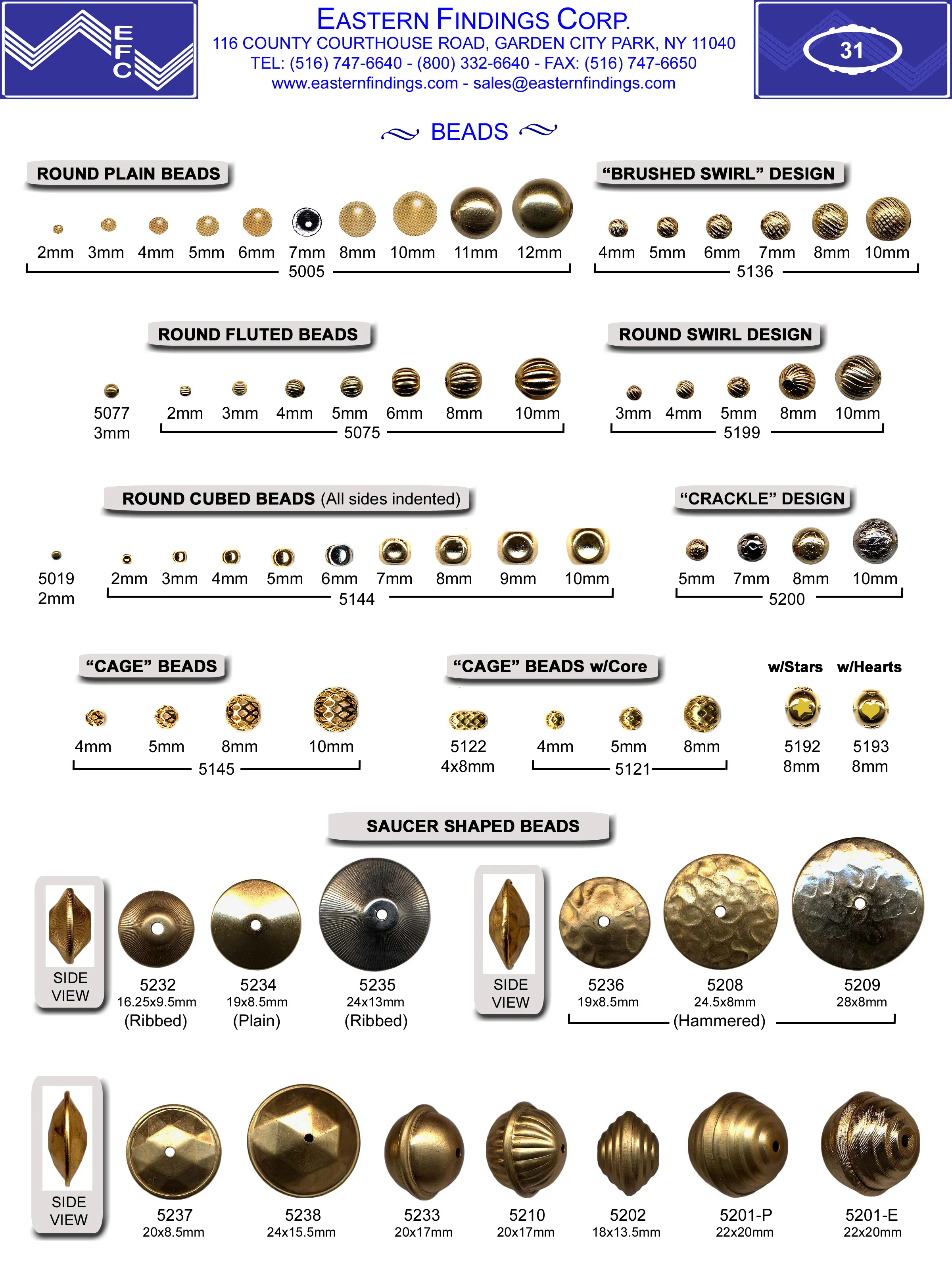 Beads — EASTERN FINDINGS CORP.