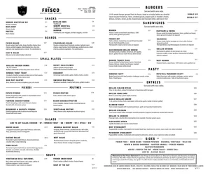 Menu — The Frisco Barroom