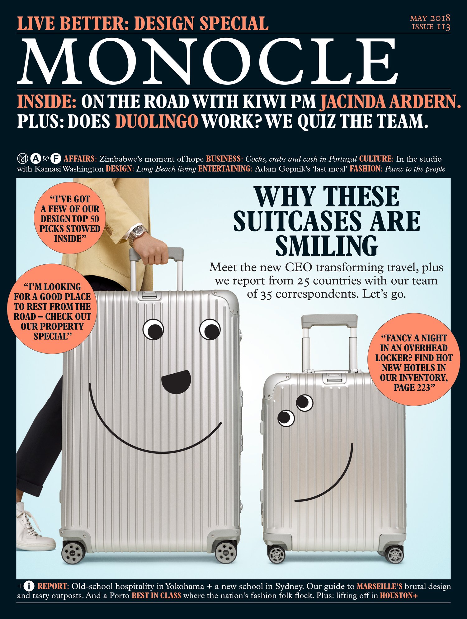 Smiling suitcases for Monocle magazine cover. — DAVID SYKES photography