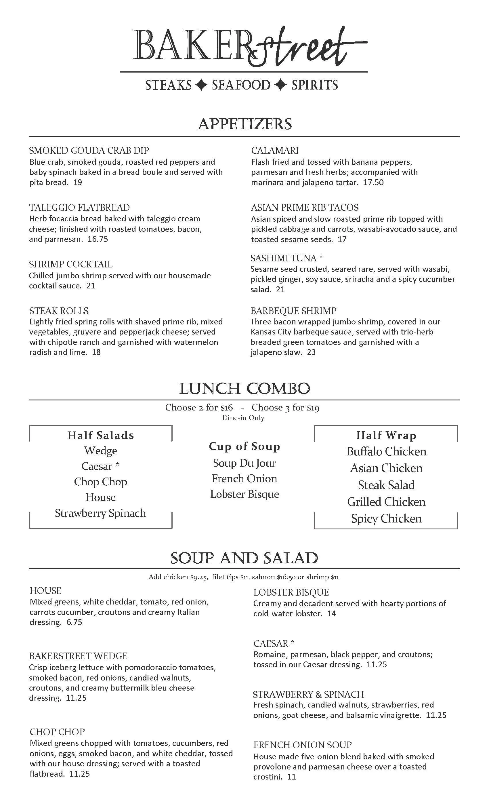 Dinner, Lunch, Brunch — Baker Street Fort Wayne