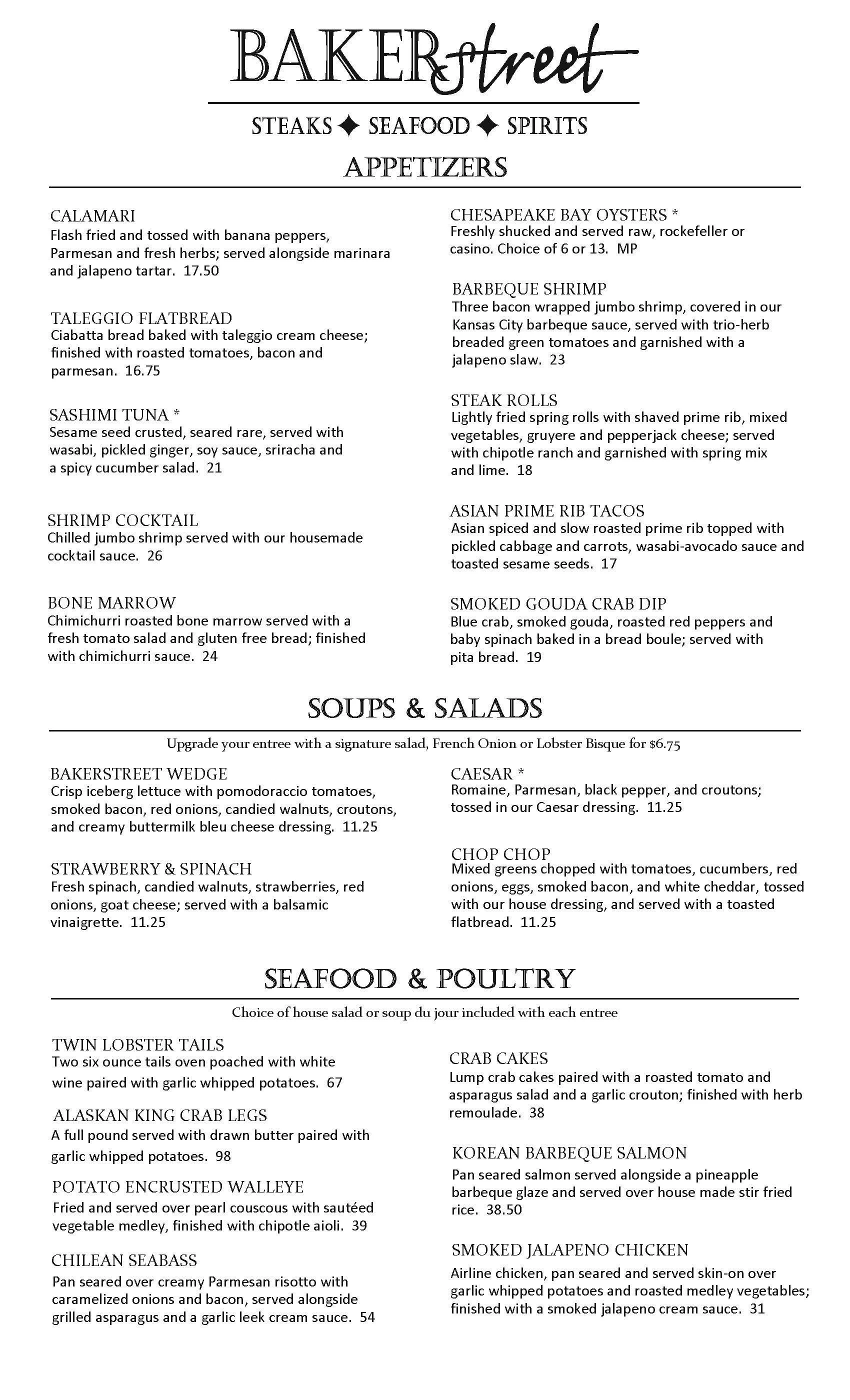 Dinner, Lunch, Brunch — Baker Street Fort Wayne