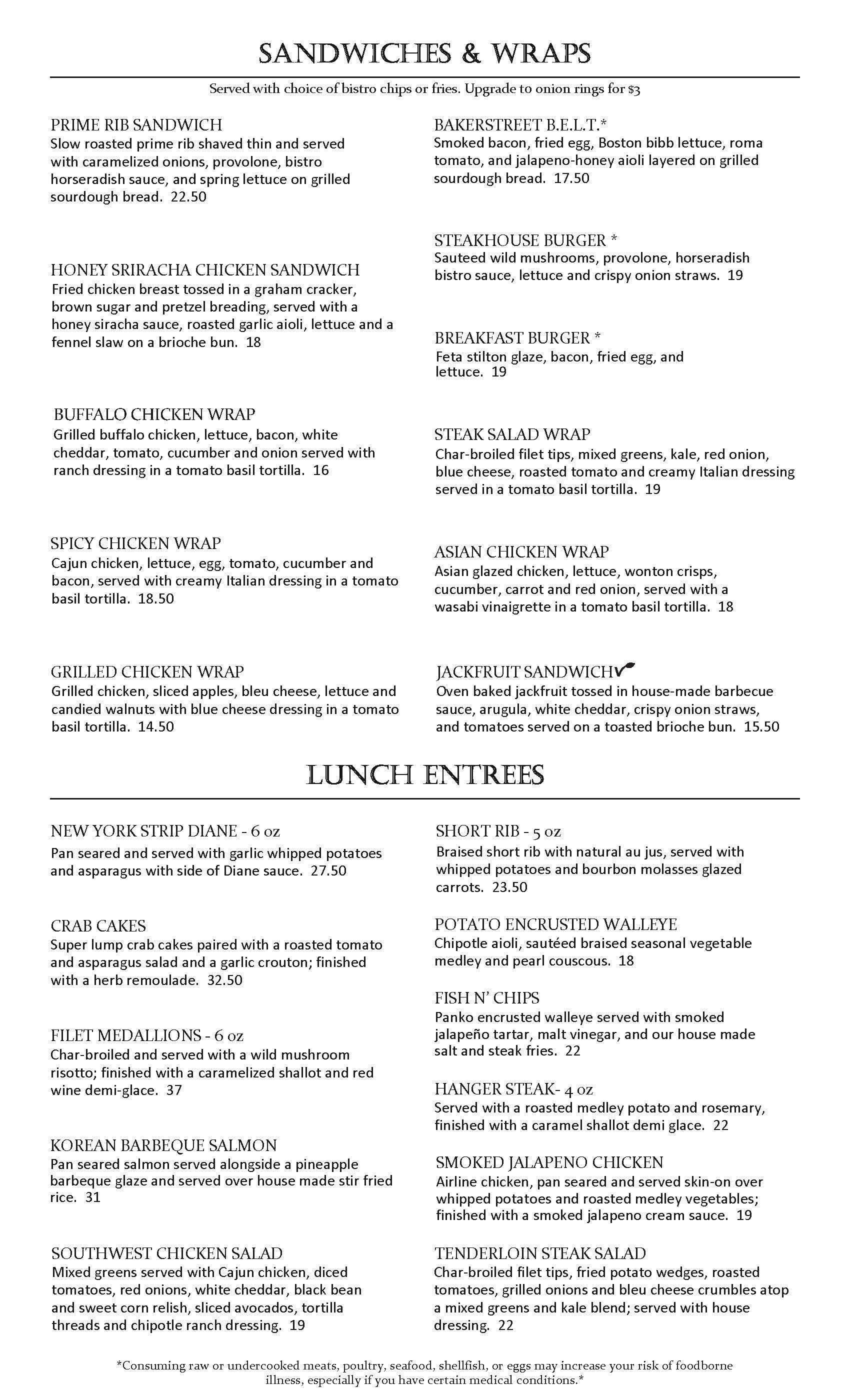 Dinner, Lunch, Brunch — Baker Street Fort Wayne