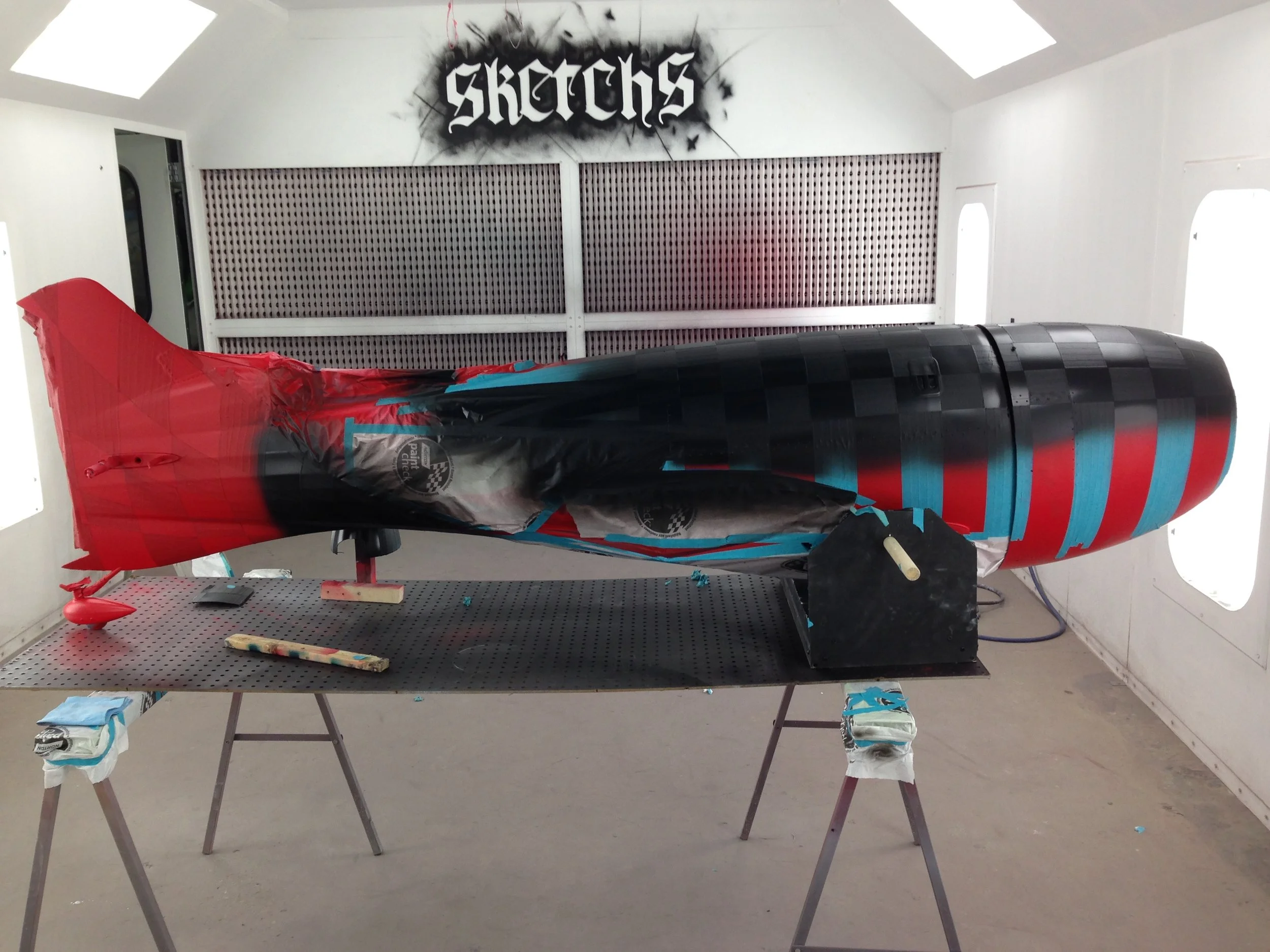 Pro-Spec R.C. Airplane: Red & White Checkered Custom Paint — Sketchs Ink
