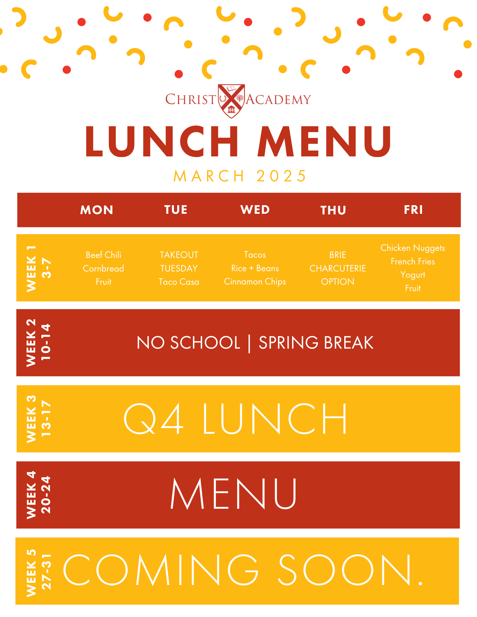 School Calendars-Christ Academy Wichita Falls