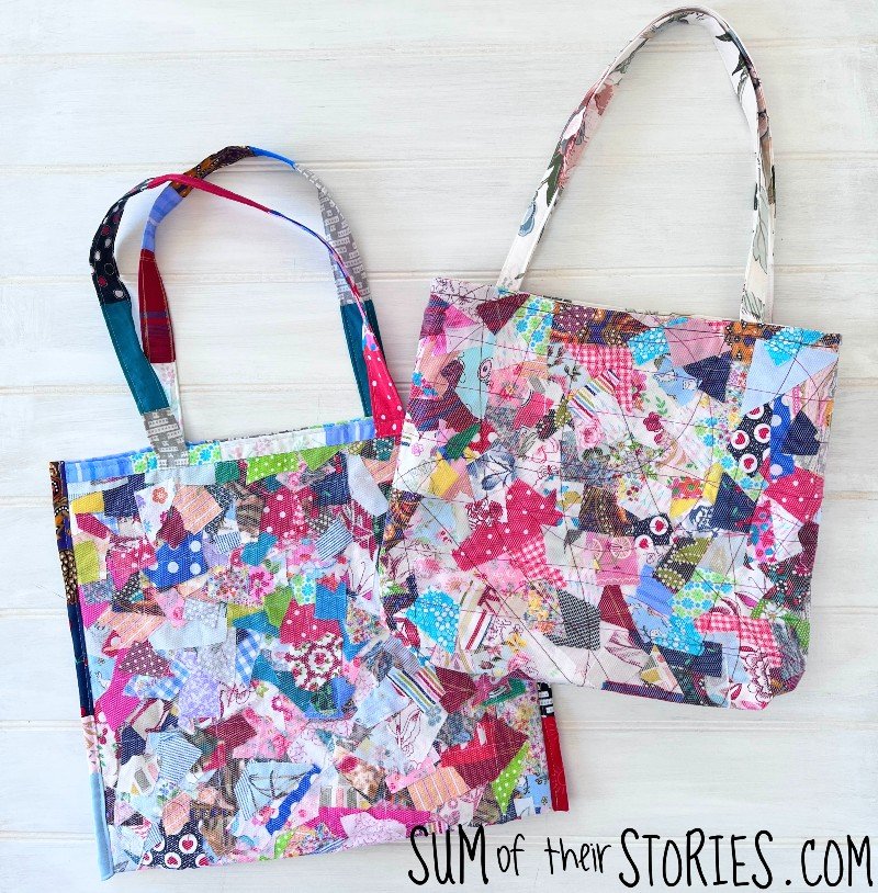 2 Ways to Make Tote Bags with Scrap Fabric and Net — Sum of their ...