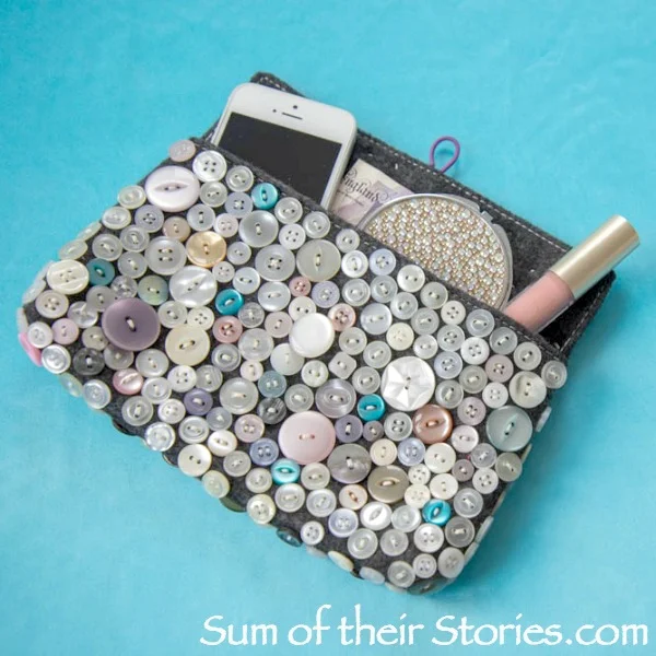 Button covered clutch bag — Sum of their Stories Craft Blog