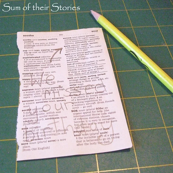 Dictionary Page Card — Sum of their Stories Craft Blog