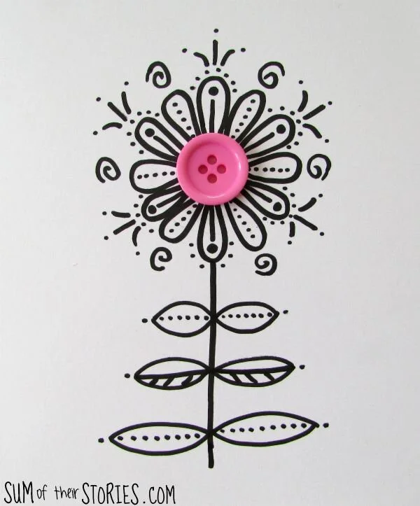 Simple Doodle Flower Cards with Buttons — Sum of their Stories Craft Blog