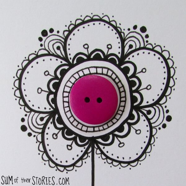 Simple Doodle Flower Cards with Buttons — Sum of their Stories Craft Blog