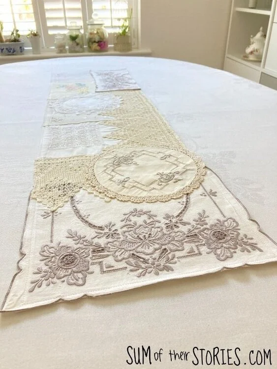 Vintage Doily Table Runner — Sum of their Stories Craft Blog