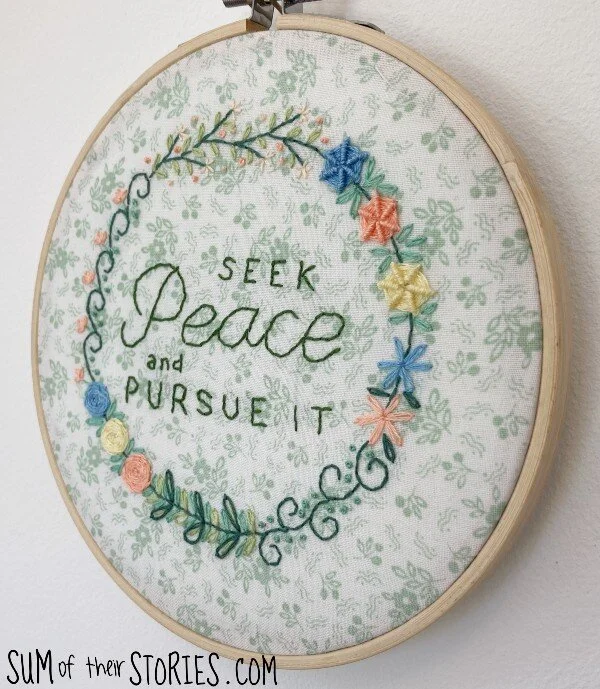 Peace Quote Free Embroidery Design — Sum of their Stories Craft Blog