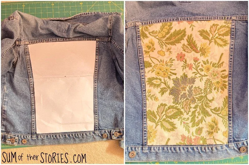 Denim Jacket refashion with brocade fabric — Sum of their Stories Craft ...