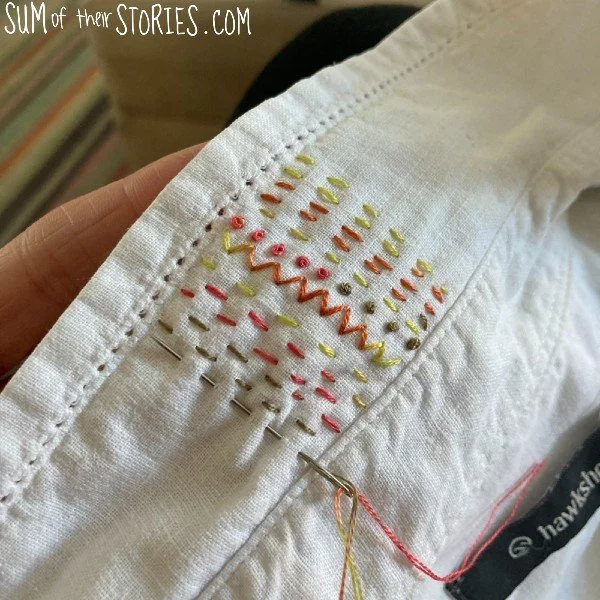 How to Embellish an Old Shirt with Simple Hand Stitching — Sum of their ...