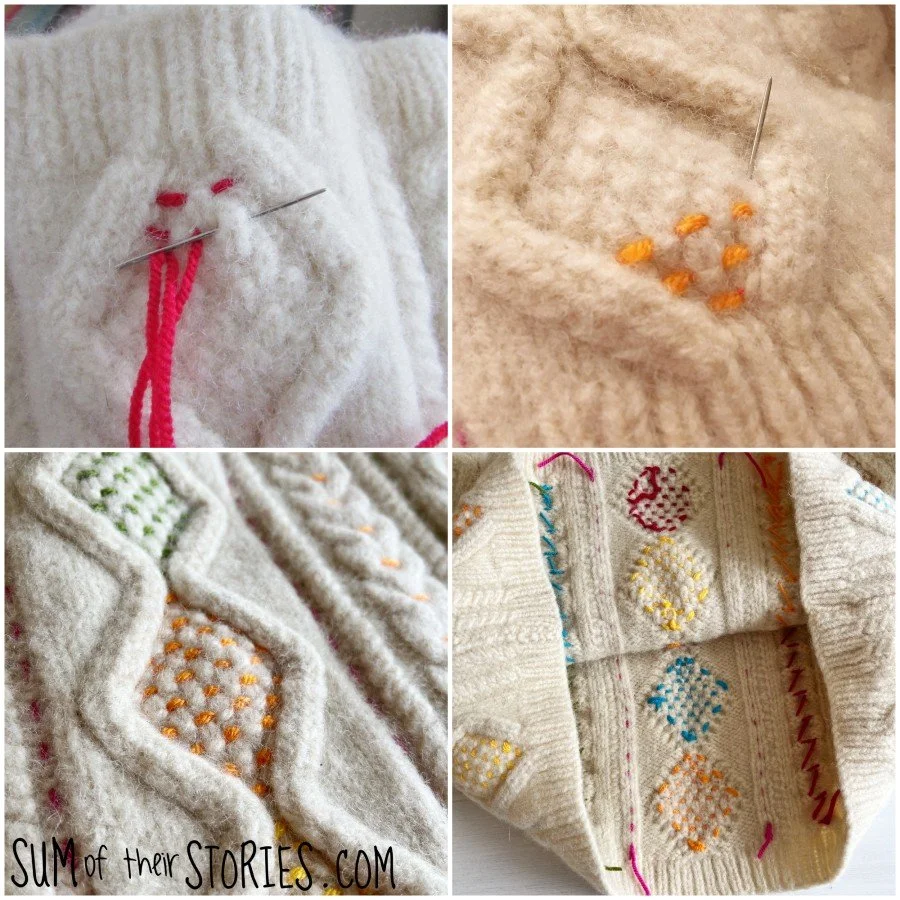 Embroidered Aran Sweater Bag Upcycle — Sum of their Stories Craft Blog