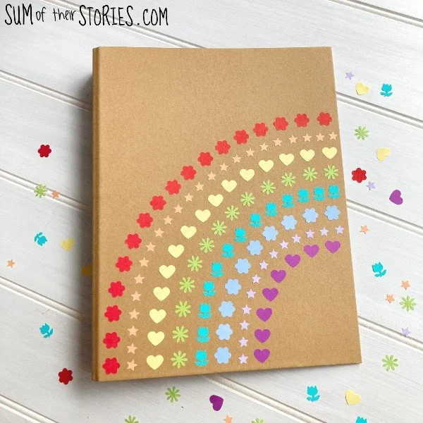 Decorate a Ring Binder with a Paper Rainbow Collage — Sum of their ...