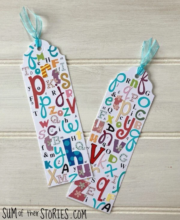 Turn leftover alphabet stickers into fun bookmarks — Sum of their ...