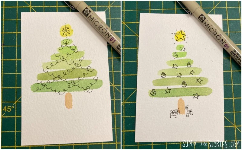 How to make the simplest Watercolour Christmas Tree Cards — Sum of ...