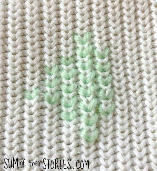 Swiss Darn Stained Sweater Makeover — Sum of their Stories Craft Blog