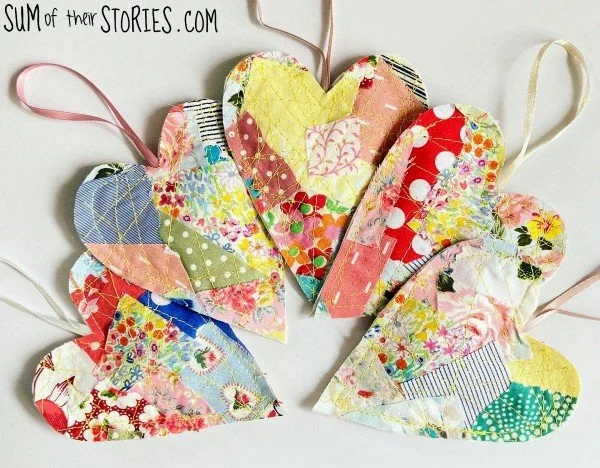 Hanging Hearts made from Scrappy Fabric — Sum of their Stories Craft Blog