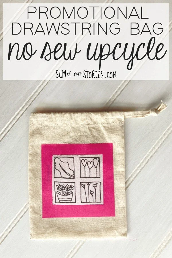Promotional Drawstring Bag No Sew Upcycle — Sum of their Stories Craft Blog