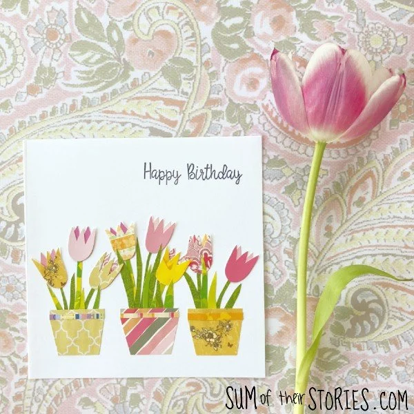 How to Make Tulip Collage Greeting Cards — Sum of their Stories Craft Blog
