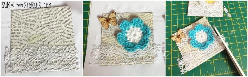 Recycled Mini Collage with Crochet Flower Tutorial — Sum of their ...