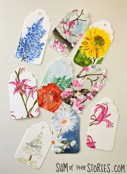 Upcycling Old Paintings into Gift Tags — Sum of their Stories Craft Blog