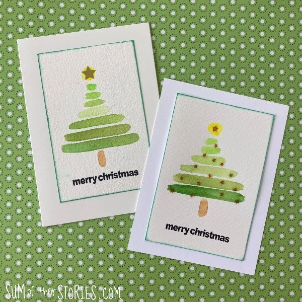 How to make the simplest Watercolour Christmas Tree Cards — Sum of ...