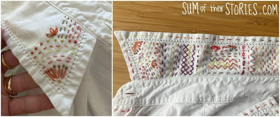 How to Embellish an Old Shirt with Simple Hand Stitching — Sum of their ...