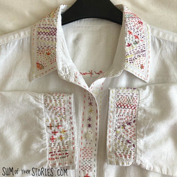 How to Embellish an Old Shirt with Simple Hand Stitching — Sum of their ...