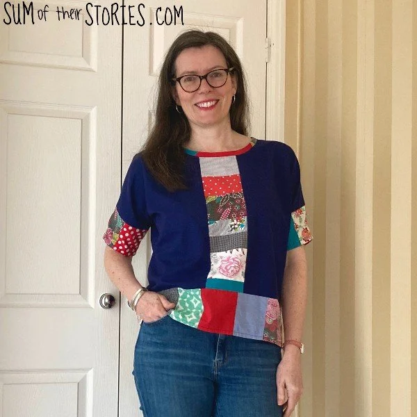 How to fix a stained top with patchwork fabric scraps — Sum of their ...