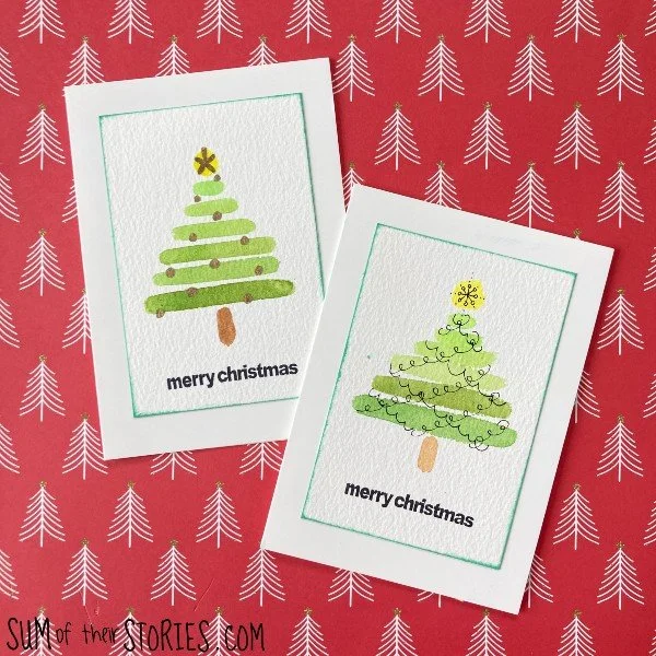 How to make the simplest Watercolour Christmas Tree Cards — Sum of ...